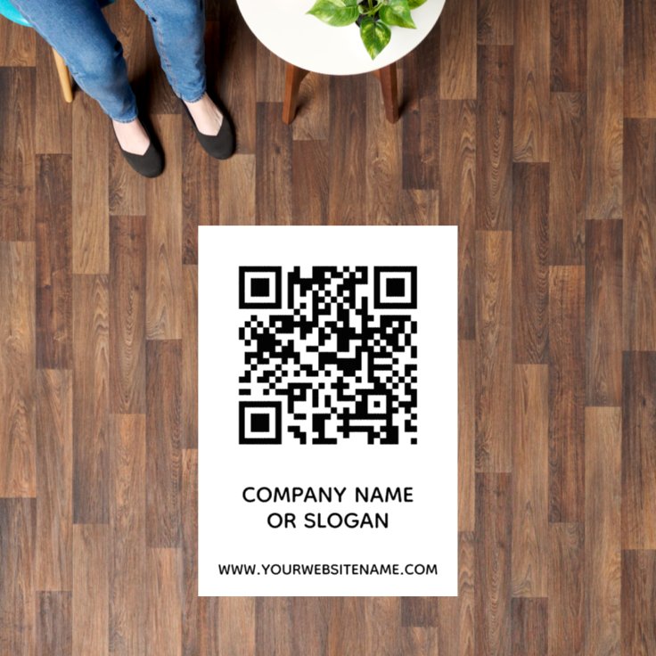 Company Name & Website Simple QR Code Promotional Floor Decals | Zazzle