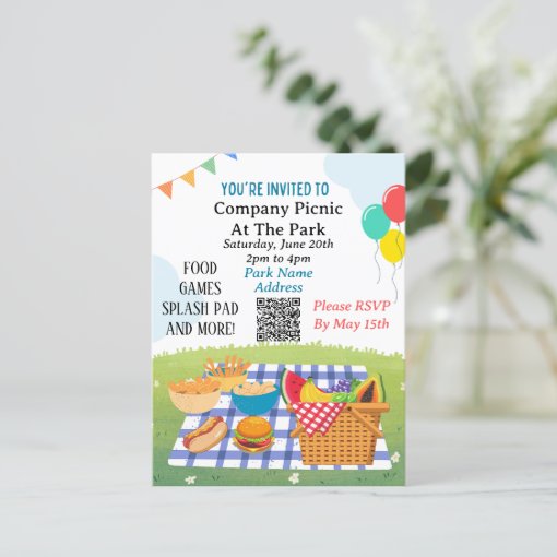 Company Picnic Summer QR code Template Invite | Zazzle