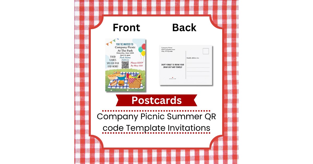 Company Picnic Summer QR code Template Invite | Zazzle
