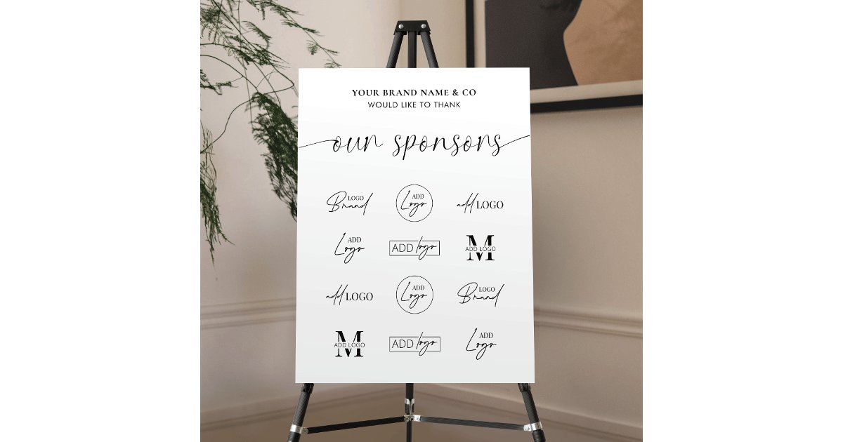 Company Sponsor Logos Elegant Event Backdrop Sign | Zazzle