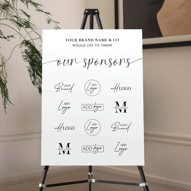 Company Sponsor Logos Elegant Event Backdrop Sign | Zazzle