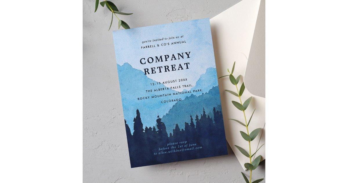 Company Team Retreat with Mountains Invitation | Zazzle