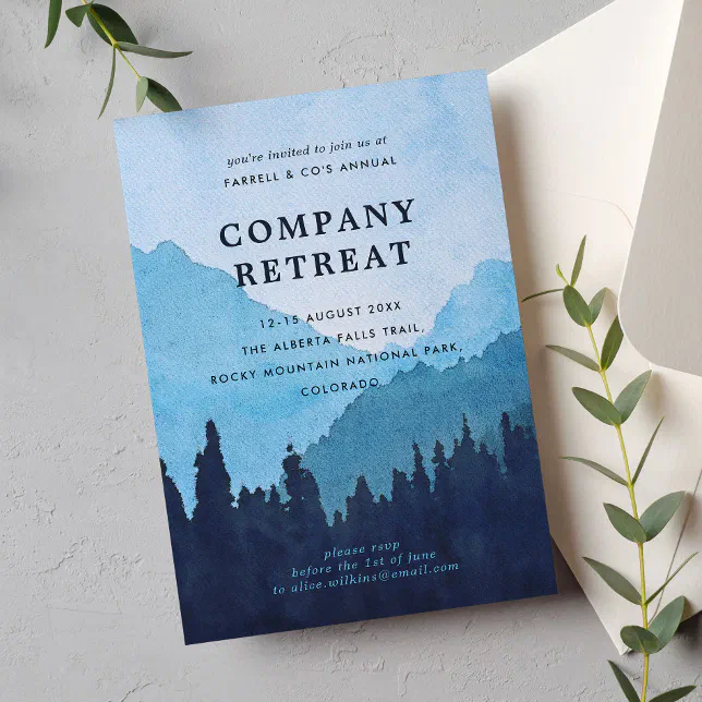 Company Team Retreat with Mountains Invitation | Zazzle