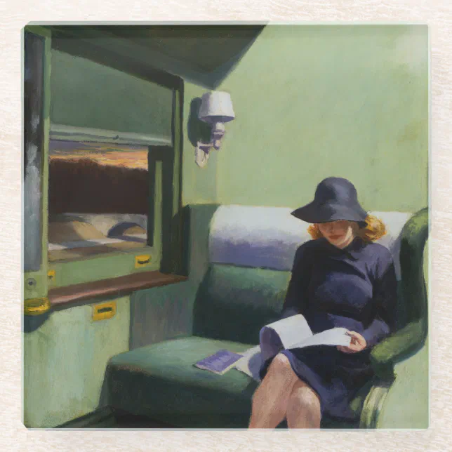 Compartment C, Car 293 by Edward Hopper Glass Coaster | Zazzle