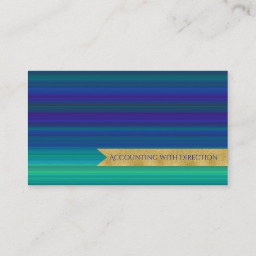 Compass Arrows Accounting Gold Blue Green Stripes Business Card | Zazzle