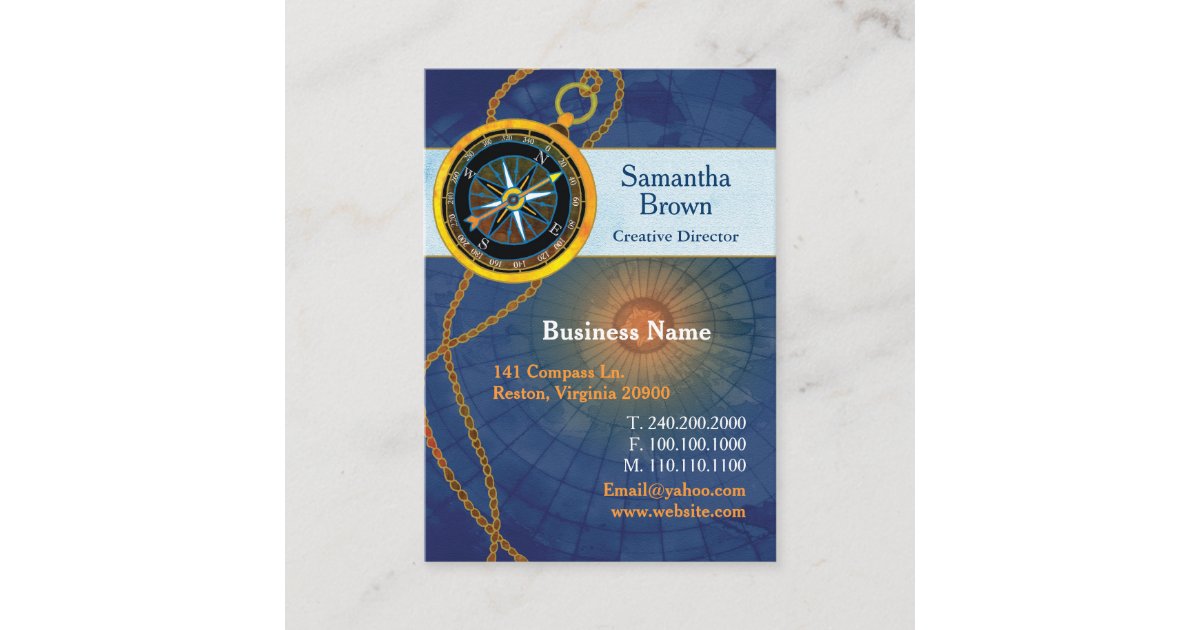 Compass Blue Professional Business Card | Zazzle