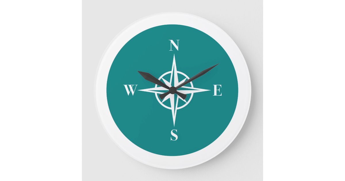 Compass design large clock | Zazzle