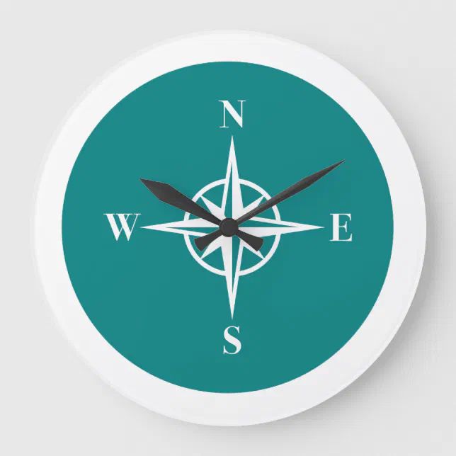 Compass design large clock | Zazzle