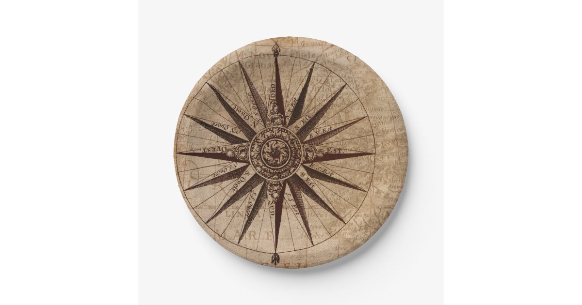 Compass Map Paper Plates | Zazzle