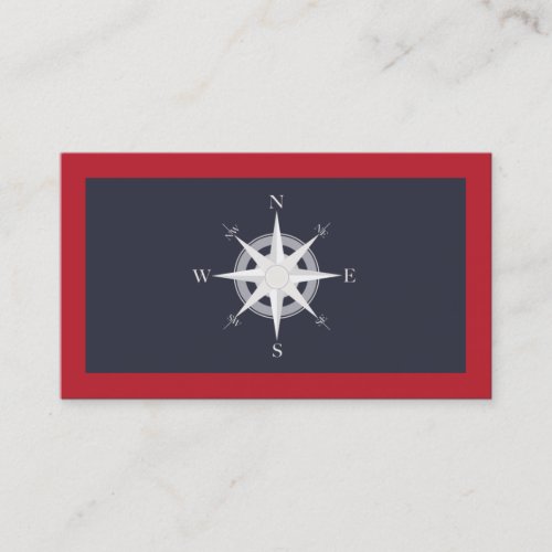 Compass Navy Blue and Red Nautical Business Card Templates