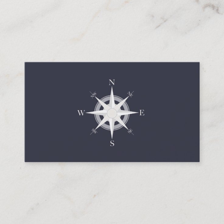Compass Navy Blue Nautical Business Card | Zazzle