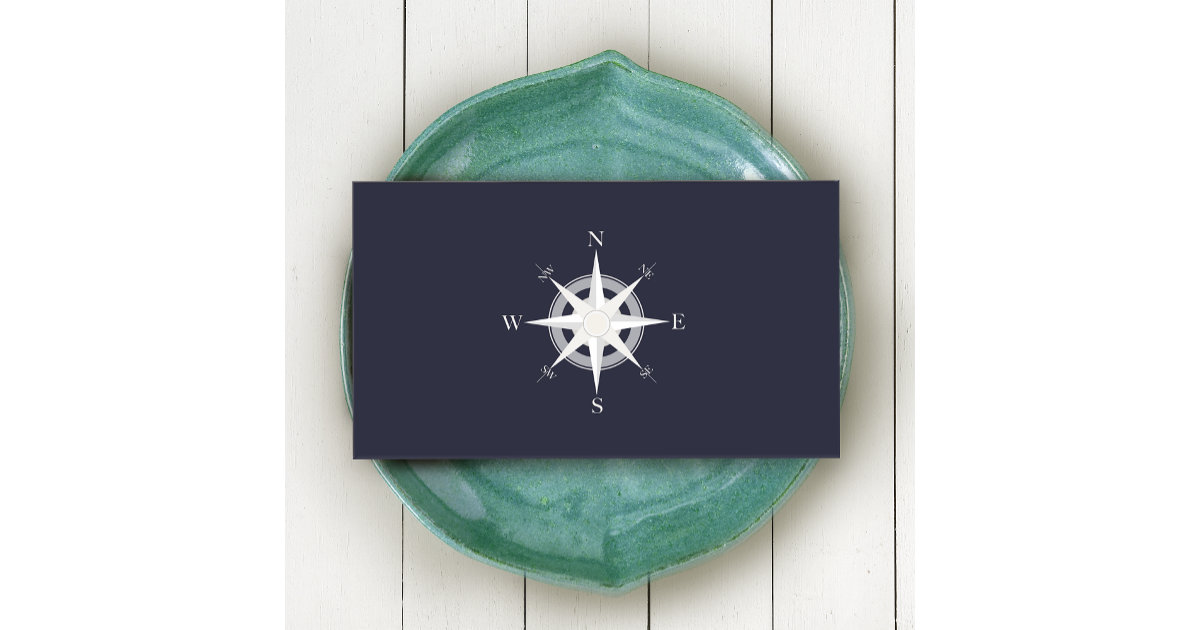 Compass Navy Blue Nautical Business Card | Zazzle