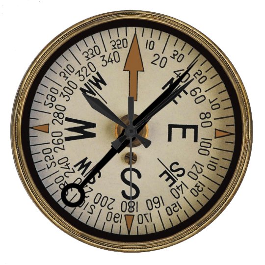 Compass Rose 1 Large Clock