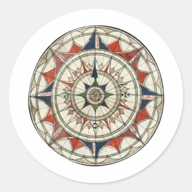 Compass Rose #5 Classic Round Sticker | Zazzle