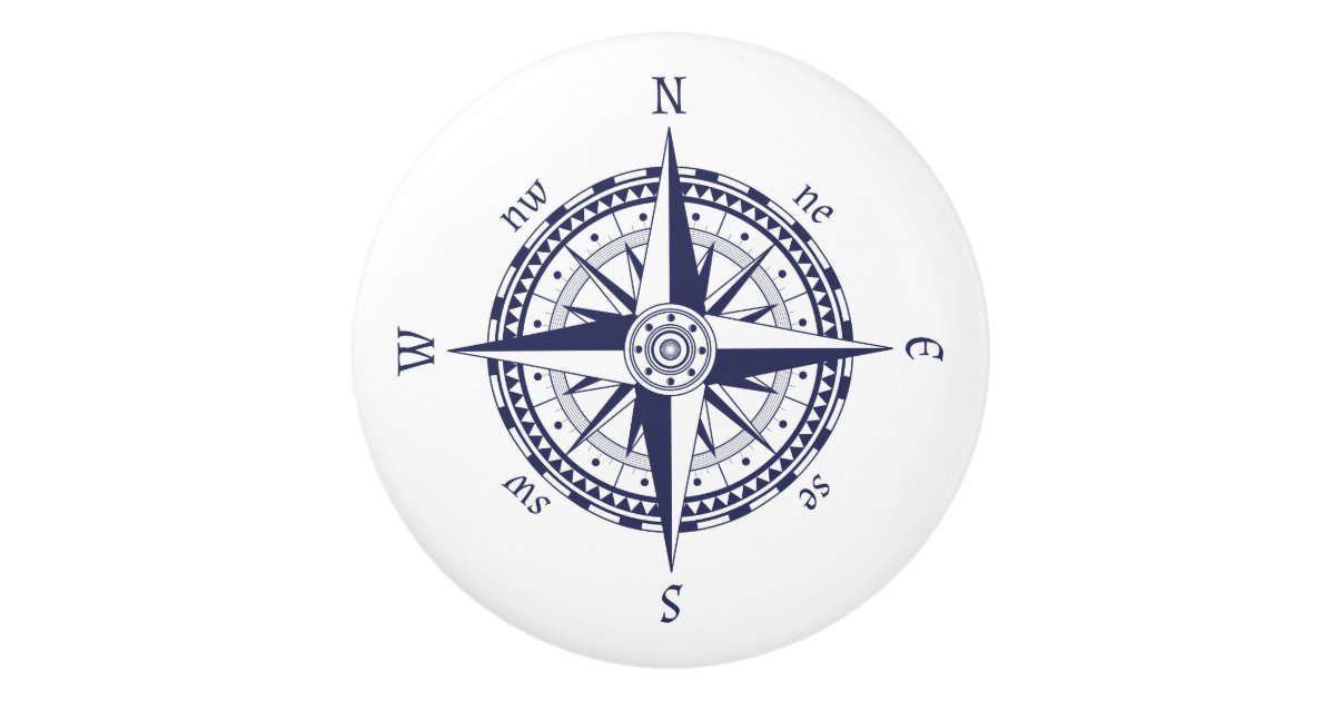 Compass Rose Blue Ceramic Knob | Zazzle