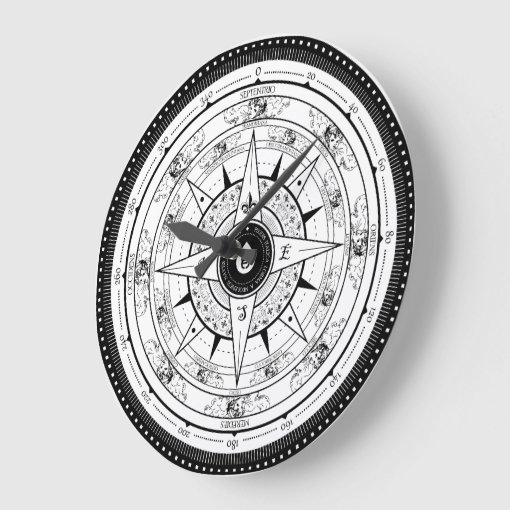 Compass Rose - Clock (White) | Zazzle