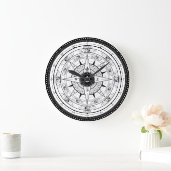 Compass Rose - Clock (White) | Zazzle