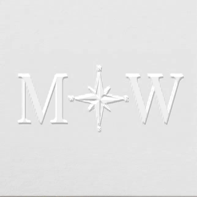 Compass Rose Couple Wedding 2 Initial Monogram Embosser | Zazzle