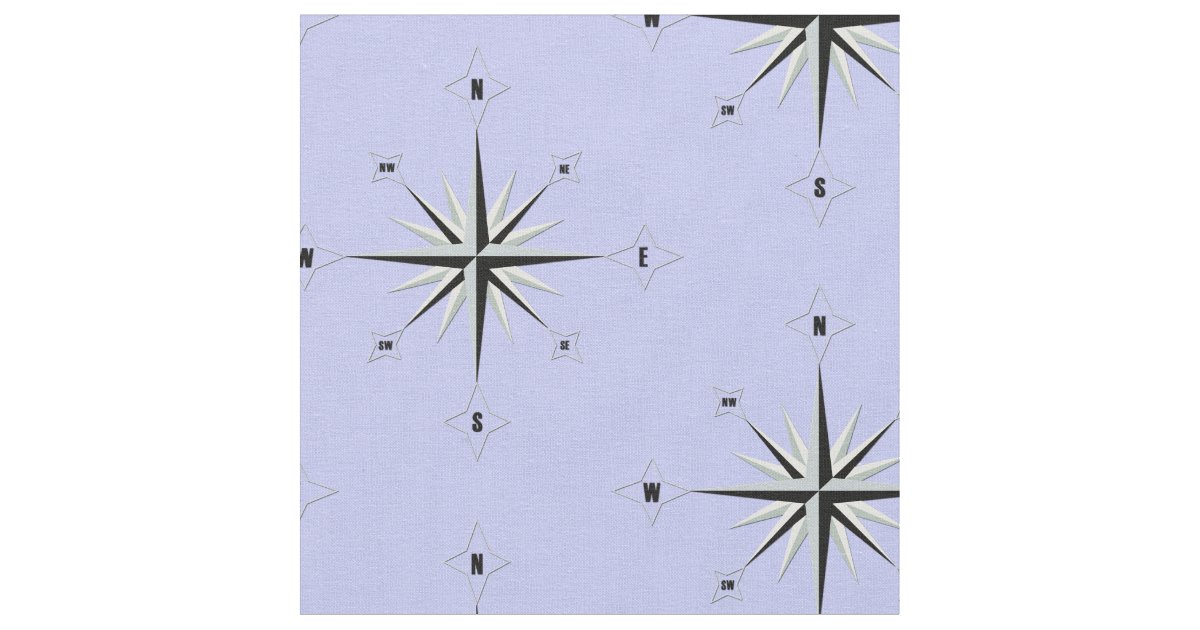 Compass Rose Nautical Blue Fabric | Zazzle