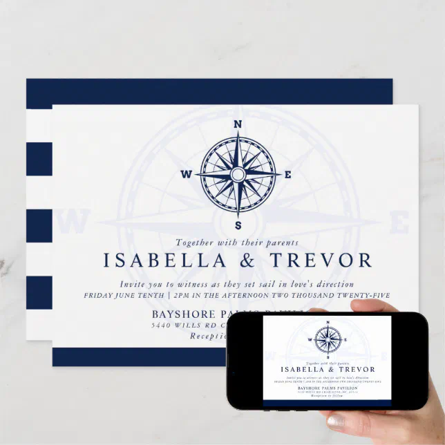Compass Rose | Nautical Themed Wedding Invitation | Zazzle