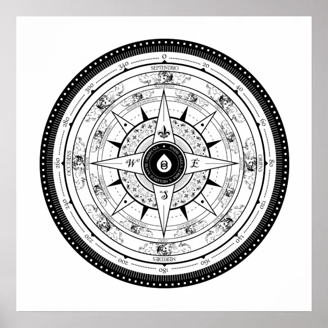 Compass Rose - Poster (White) | Zazzle