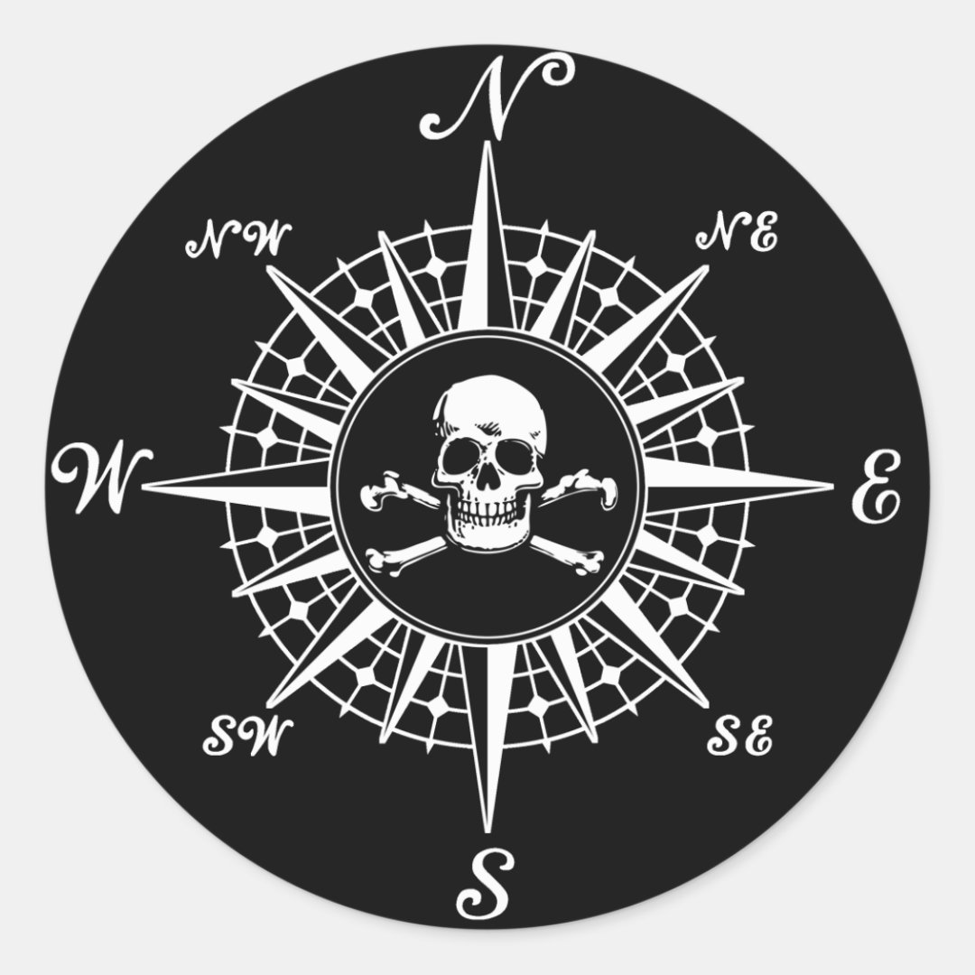 Compass Rose Skull 1 Classic Round Sticker | Zazzle
