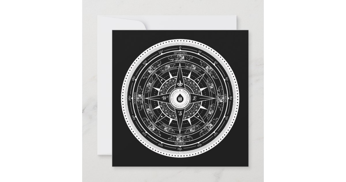 Compass Rose Square Invitation Card Black Zazzle