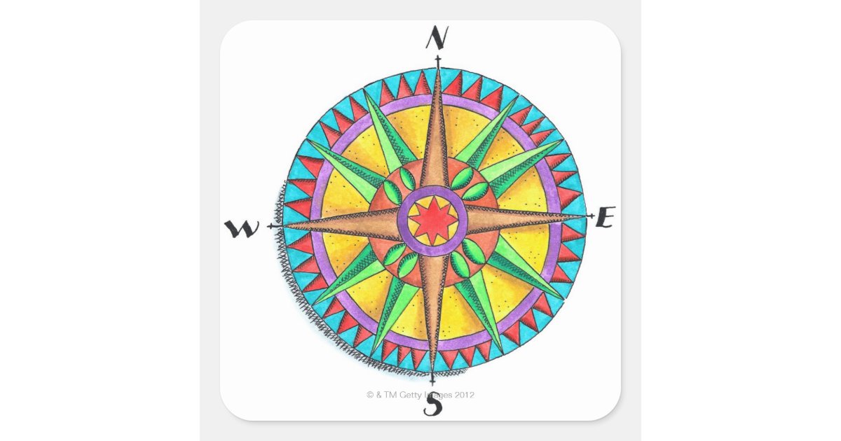 Compass Rose Square Sticker | Zazzle
