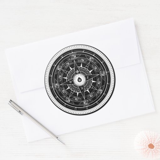 Compass Rose - Sticker (Black) | Zazzle