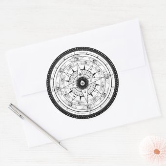 Compass Rose - Sticker (White) | Zazzle