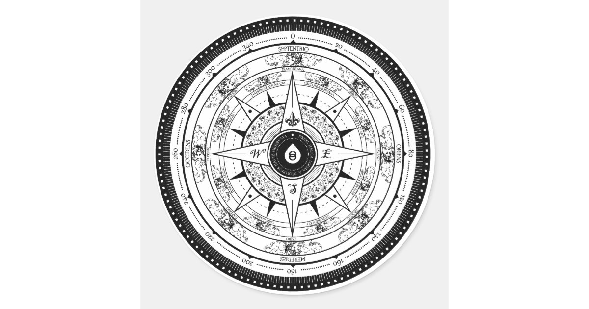 Compass Rose - Sticker (White) | Zazzle