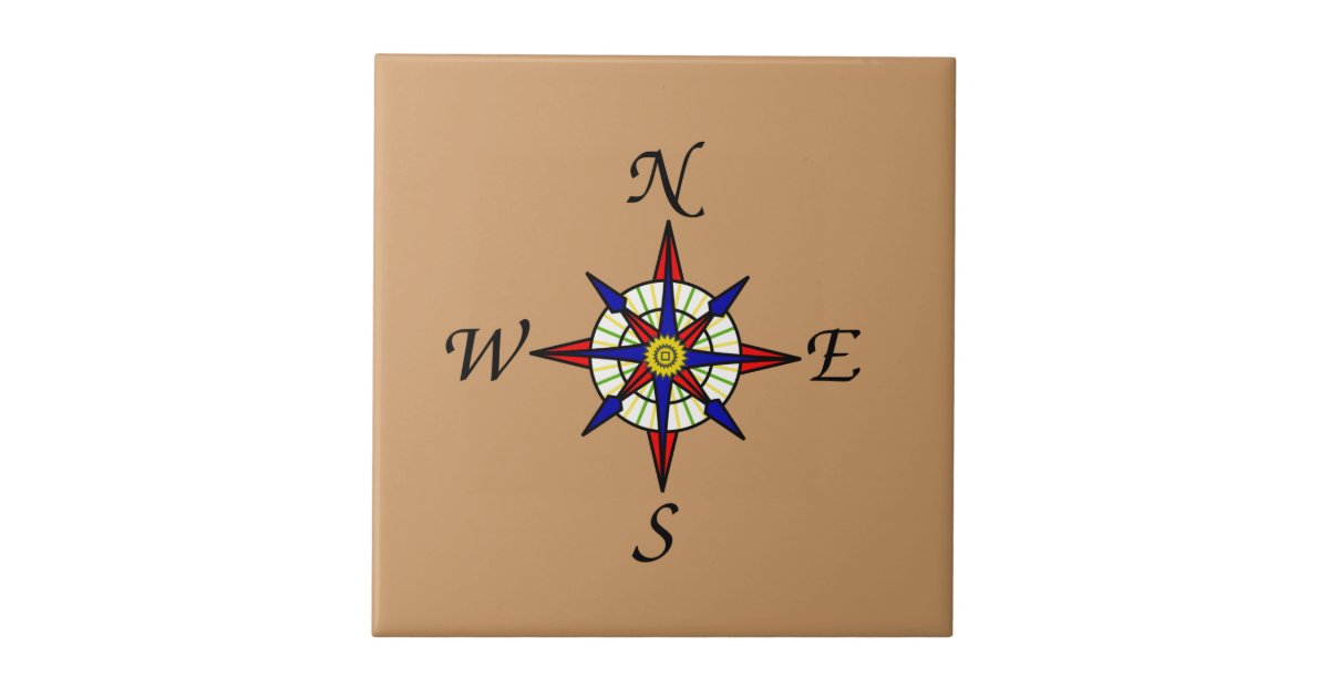 Compass Rose Tan Tile | Zazzle