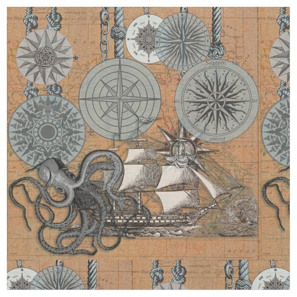 Vintage Nautical Fabric | Zazzle