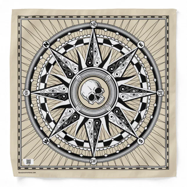 Compass Rose with Skull Bandana - Tan shown | Zazzle