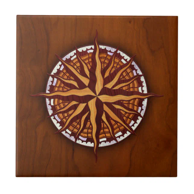 Compass Rose Wood Tile | Zazzle