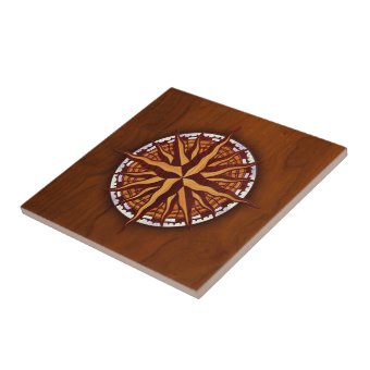 Compass Rose Wood Tile | Zazzle