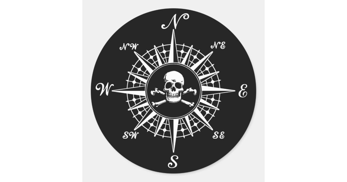 Compass Skull Classic Round Sticker | Zazzle