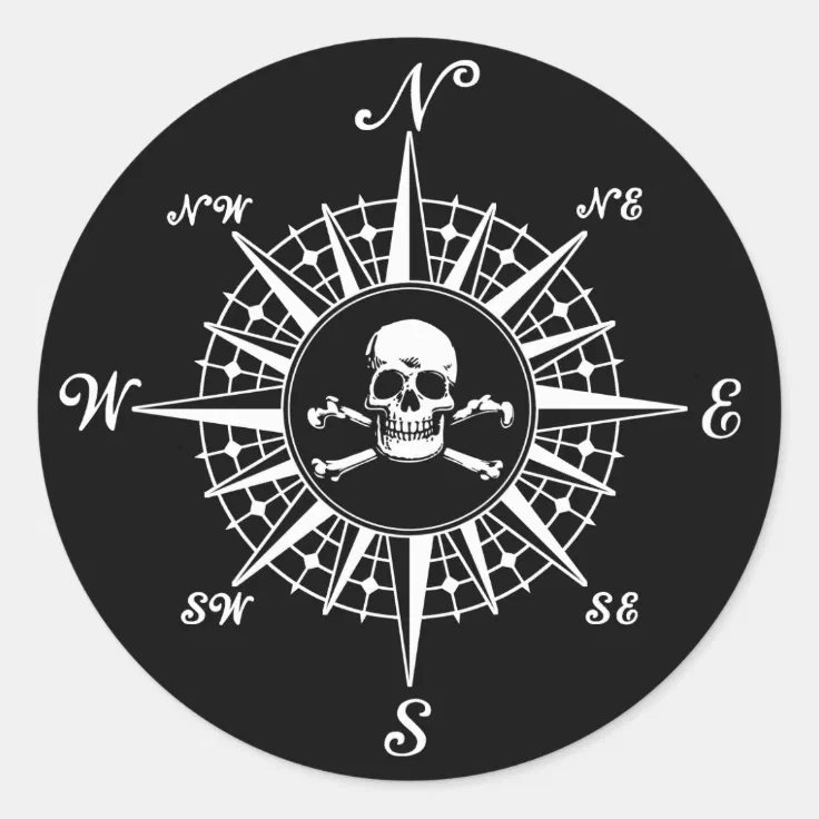Compass Skull Classic Round Sticker | Zazzle