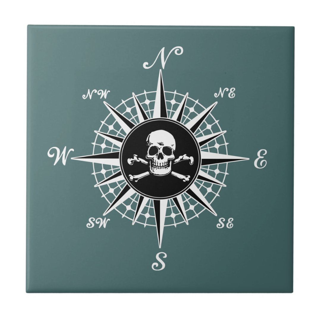 Compass Skull Tile | Zazzle