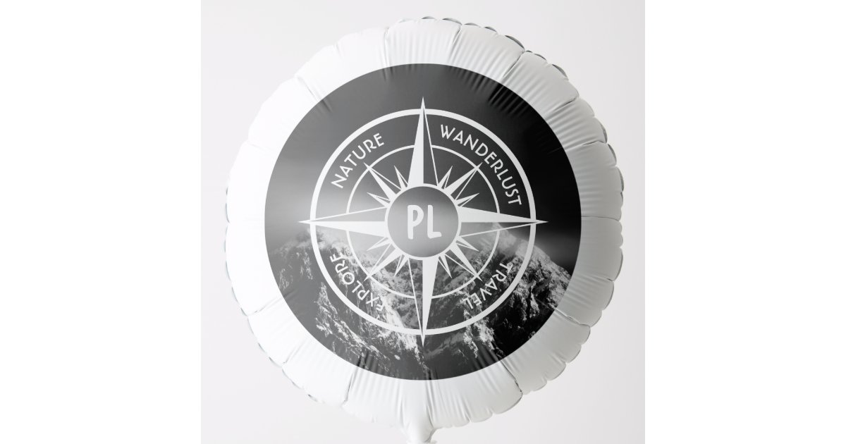 Compass star emblem monogram dramatic mountains balloon | Zazzle