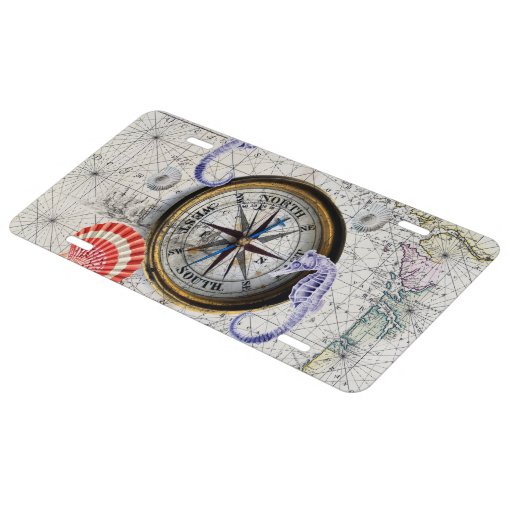 compass vintage map license plate | Zazzle