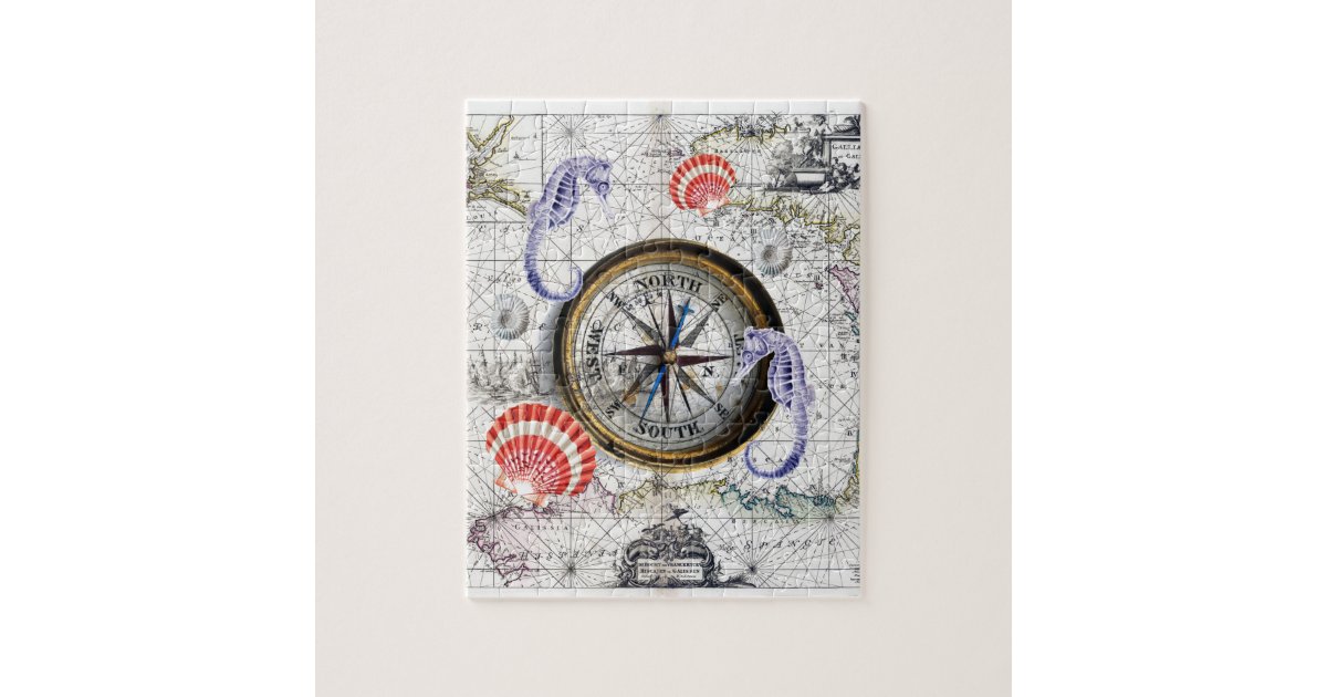 Compass Vintage Nautical Jigsaw Puzzle | Zazzle