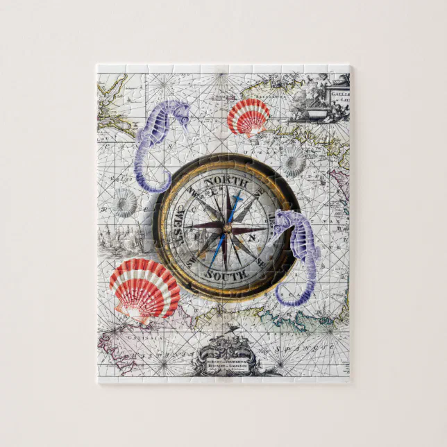 Compass Vintage Nautical Jigsaw Puzzle | Zazzle