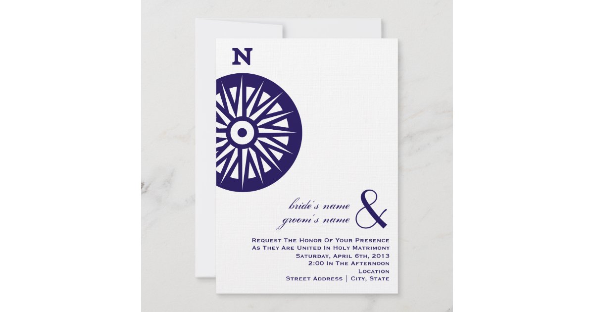 Compass Wedding Invitation | Zazzle