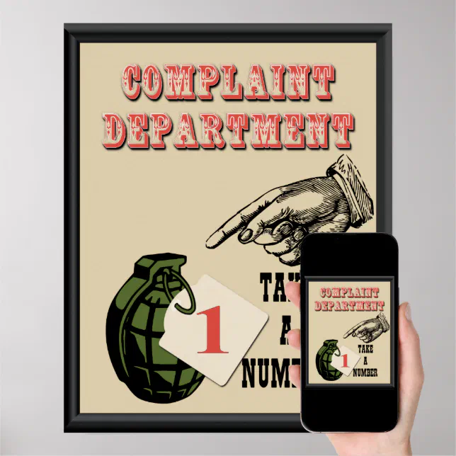 Complaint Department Poster | Zazzle