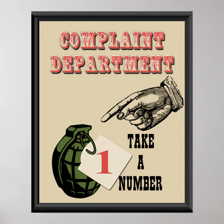 Complaint Department Poster | Zazzle