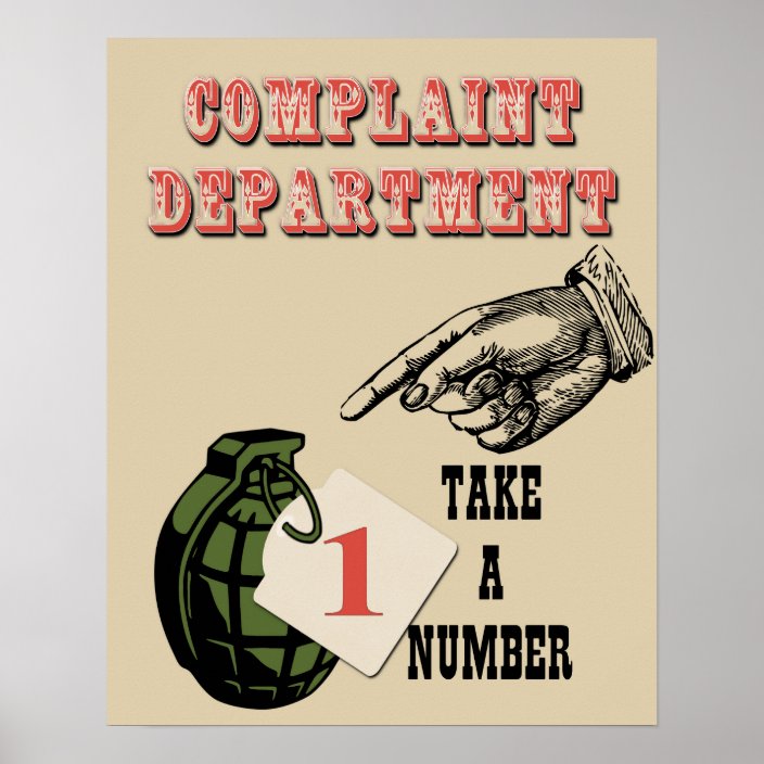 Complaint Department Poster 2 | Zazzle.com