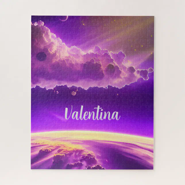 Complete Fantasy Purple and Violet Fun Galaxy Jigsaw Puzzle | Zazzle