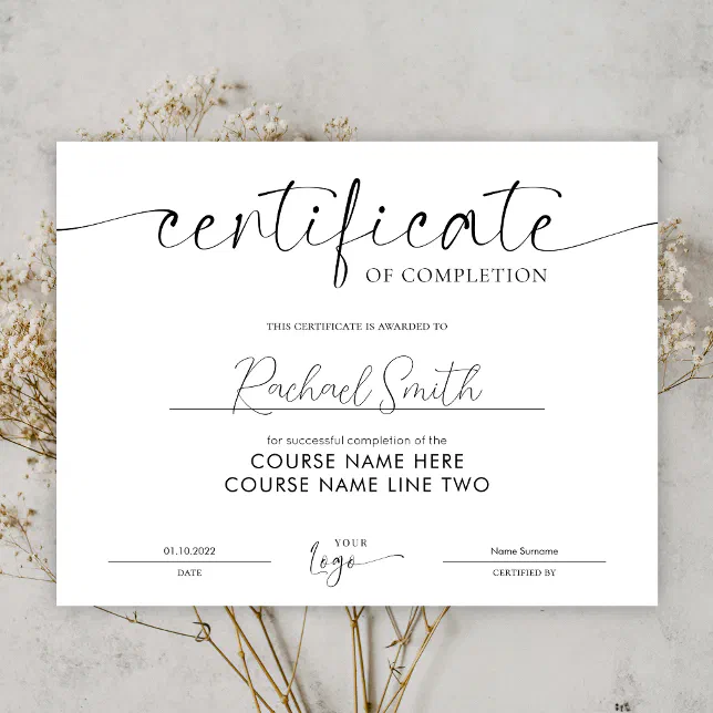 Completion Certificate Elegant Beauty Course Award | Zazzle