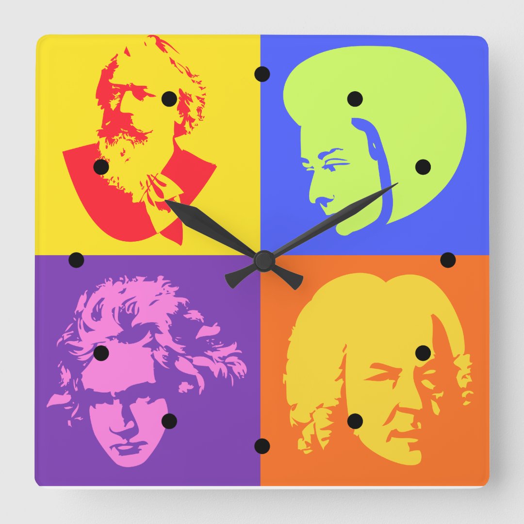 Composer Pop Art Music Clock | Zazzle